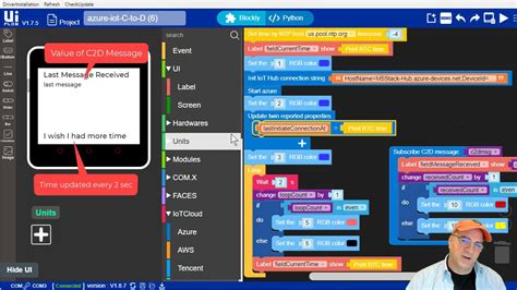 m5stack core2 uiflow python azure iot hub to device c2d youtube