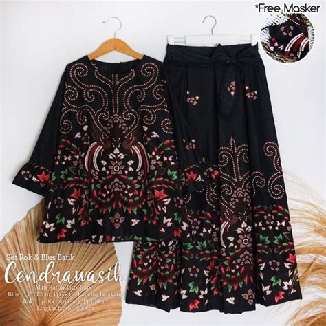 Jual SETELAN WANITA BATIK KONDANGAN MODERN TERBARU DEWASA SETELAN BLOUSE ROK KOMBINASI ONE SET