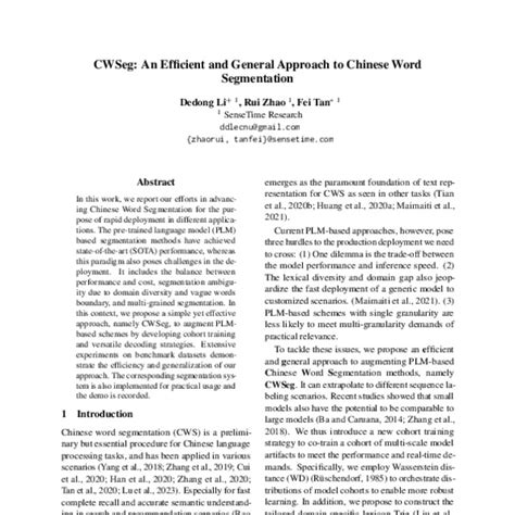 Cwseg An Efficient And General Approach To Chinese Word Segmentation