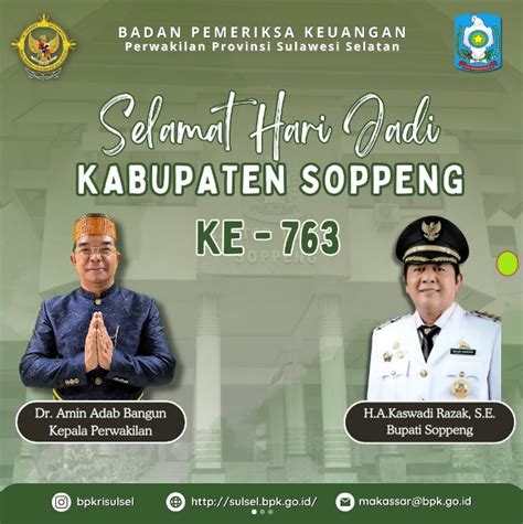 Selamat Hari Jadi Kabupaten Soppeng Tahun 2024 BPK RI Perwakilan