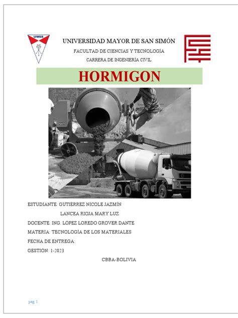 Informe Hormigon Pdf Hormigón Cemento