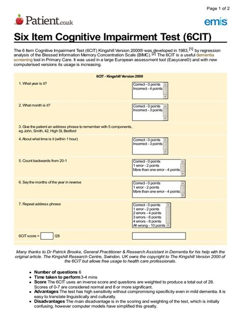 6 Cit Testpdf Dementia Sensitivity And Specificity