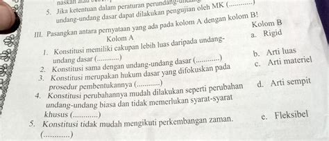 PPKn Sekolah Menengah Atas III Pasangkan Antara Pernyataan Yang Ada