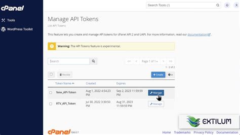 Manage API Token CPanel Extilum Knowledgebase
