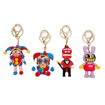 Wholesale Hot Anime Digital Circus Pendant Cute Pvc Keychain Featuring