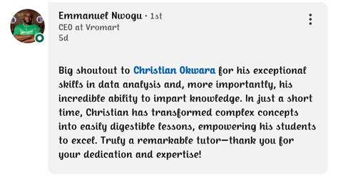 Christian Okwara On Linkedin Excel Powerbi Mssqlserver Tableau