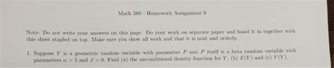 Solved Math 380 Homework Assignment 9 Note Do Not Write