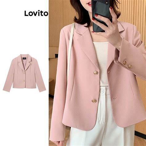 Lovito Women Casual Plain Button Blazer LNA77250 Shopee Philippines