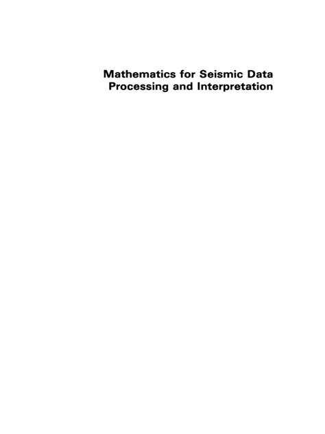Mathematics For Seismic Data Processing And Interpretation Pdfdrive
