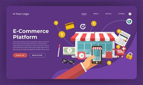 Website Landing Page Mockup For E Commerce 2179047 Vector Art At Vecteezy