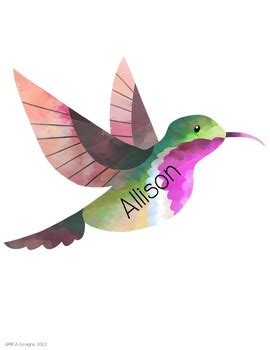 Hummingbird Editable Cubby Name Tags By MCA Designs TPT