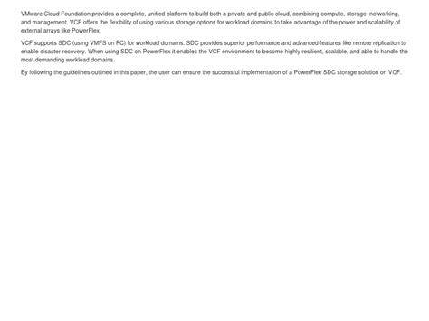 Summary Using Dell Powerflex With Vmware Cloud Foundation Dell Technologies Info Hub
