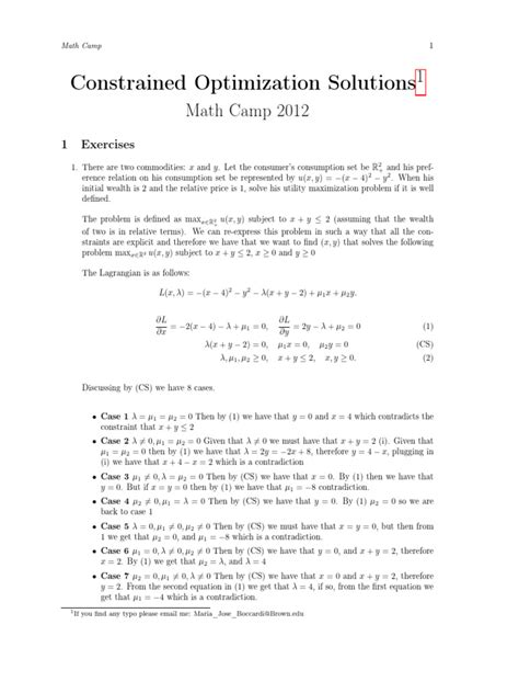 Constrained Optimization Soluciones Pdf Algorithms Mathematics