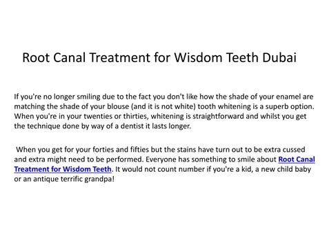 Ppt Root Canal Treatment For Wisdom Teeth In Dubai Powerpoint