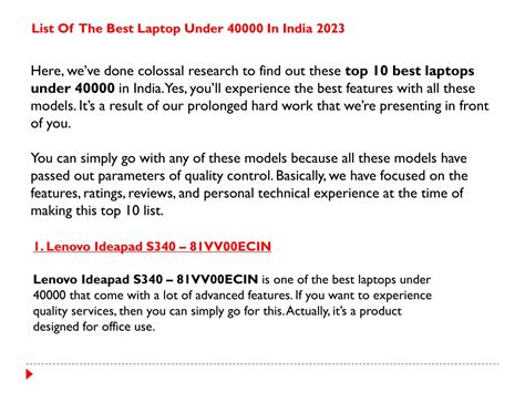Ppt Best Laptops Under 40000 In India Powerpoint Presentation Free