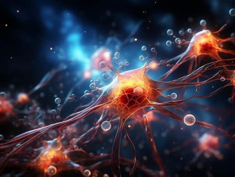 뇌를 연결하는 신경 세포 뉴런 Generative Ai 프리미엄 사진