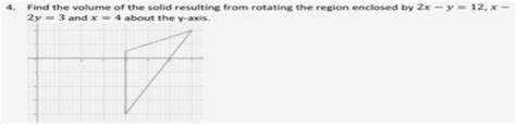 solved find the volume of the solid resulting from rotating