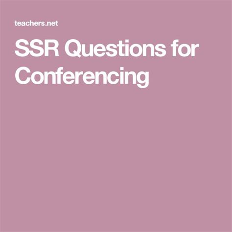 Ssr Questions For Conferencing