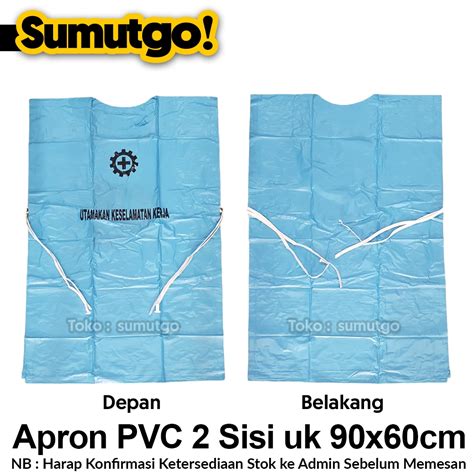 Jual Apron Pvc Depan Belakang 90x 60 Cm Warna Biru Celemek Semprot
