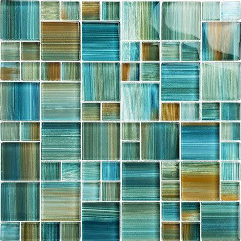 Aquamarine Blend Mixed Glass Tile Aquatiles