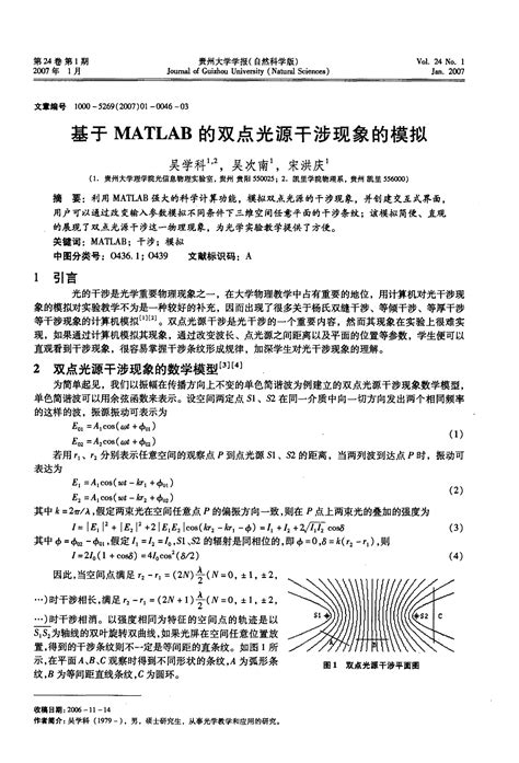 基于matlab的双点光源干涉现象的模拟 word文档在线阅读与下载 无忧文档