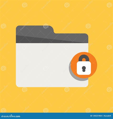 Secure Folder Business Folder Icon In Flat Design With Padlock Symbol At Right Side Stock
