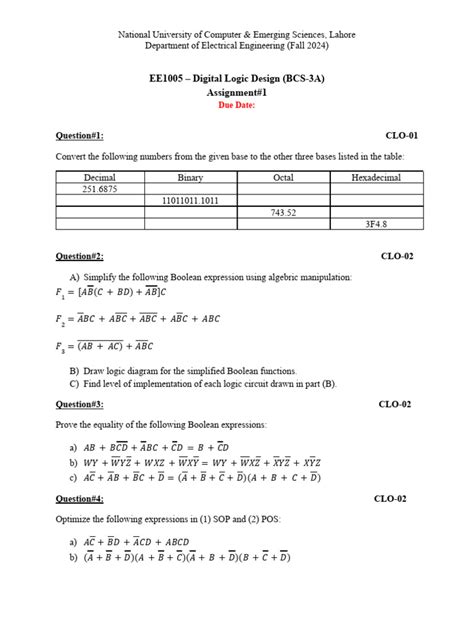 Dld Assignment 1 Pdf Mathematical Logic Applied Mathematics