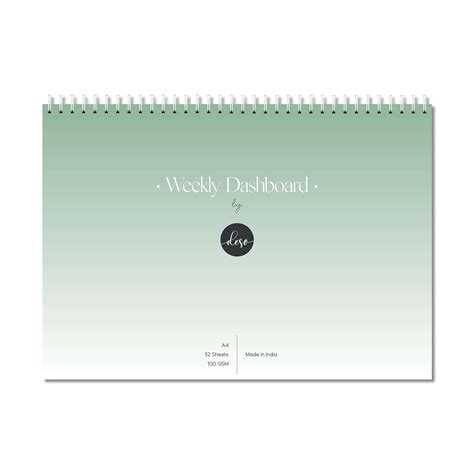 DESO Weekly Dashboard Planner Notepad A4 Size 100 GSM 52 Undated