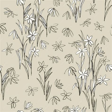 Premium Vector Hand Drawn Flowers Seamless Pattern Floral Scetch Vector Illustration Hawaiian