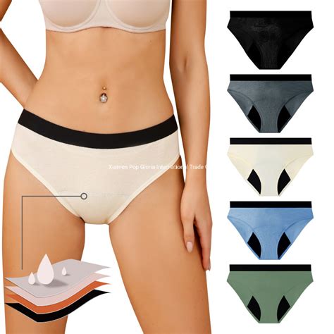 Intiflower H01 Women Basic Style Cotton Period Panties Briefs Menstrual