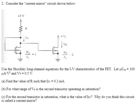 Solved 2 Consider The Current Mirror Circuit Shown Below