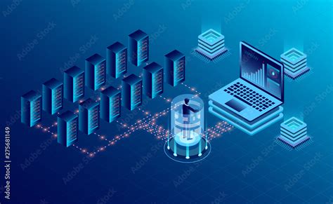 Datacenter Server Room Cloud Storage Technology And Big Data Processing Protecting Data Security