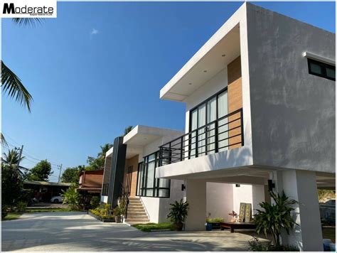 รีวิวสร้างบ้านโมเดิร์นทรงกล่อง สไตล์บ้านตากอากาศติดชายทะเล Md19 แบบ