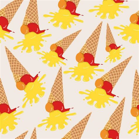 A Seamless Pattern Of Melting Ice Creams 31392607 Vector Art At Vecteezy