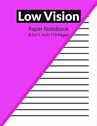 Low Vision Notebook Pink Cover Black Bold Lined White Paper For Low
