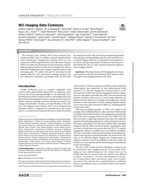Pdf Nci Imaging Data Commons