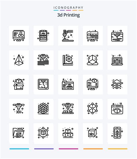 Creative 3d Printing 25 Outline Icon Pack Such As 3d Webd Plastic