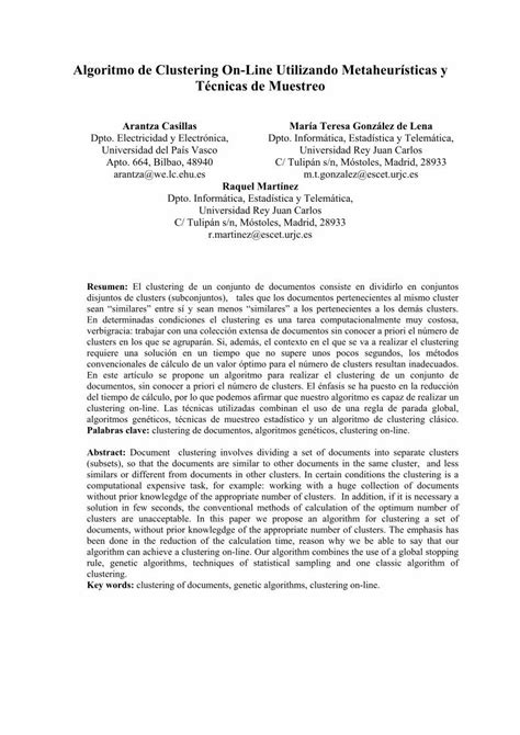 Pdf Algoritmo De Clustering On Line Utilizando · Las Técnicas