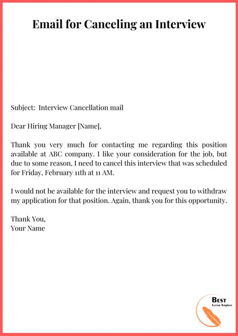 Job Interview Cancellation Guidelines And Examples Proceffa