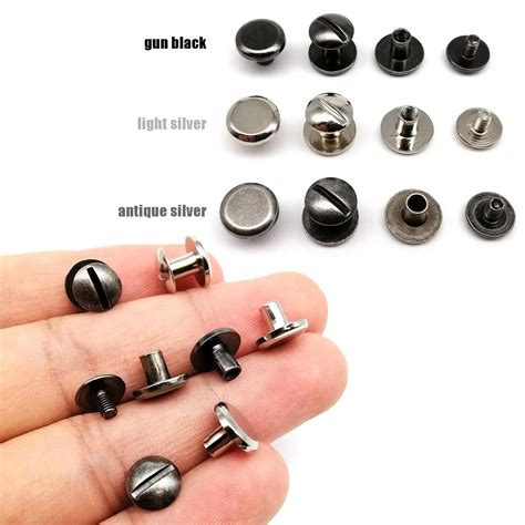 라운드 헤드 스크류 백 시카고 스크류 네일 바인딩 리벳 스터드 가죽 숄더 백 배낭 벨트 스트랩 지갑 10 개 Aliexpress