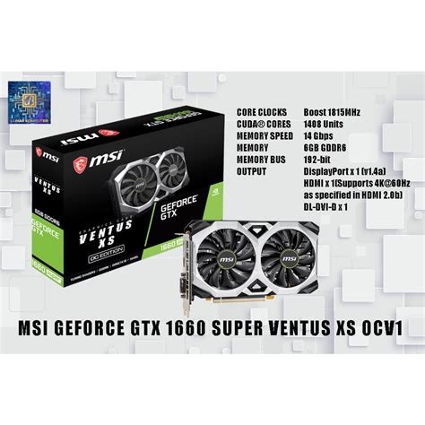 Jual MSI GEFORCE GTX 1660 SUPER VENTUS XS OCV1 | Shopee Indonesia