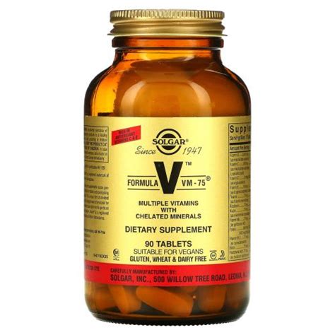 Solgar, Formula V, VM-75, Мультивитамины с хелатными минералами, 90 ...