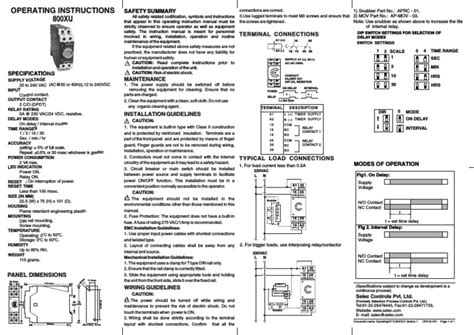 Selec 800 Xu Timer Catalog Pdf Relay Switch