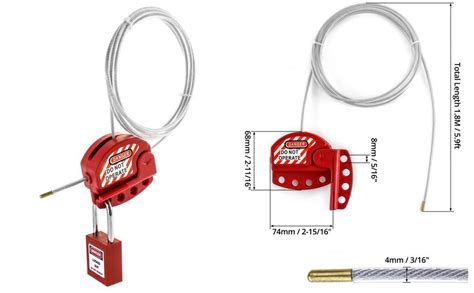 Qwork Lockout Tagout Cable Lock Adjustable Steel Vinyl