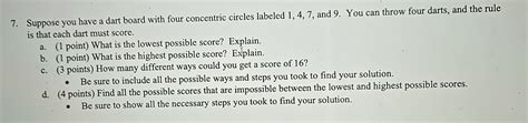 solved suppose you have a dart board with four concentric