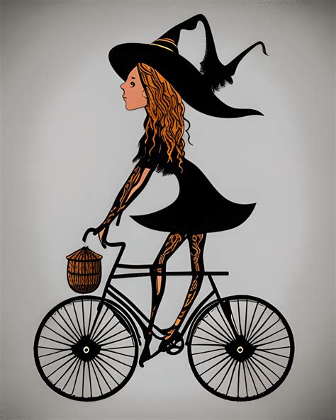 Boho Witch On Bike Graphic · Creative Fabrica