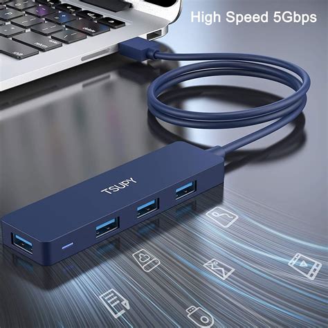 Buy USB 3 0 HUB TSUPY USB HUB 4 Port USB 3 0 Expander USB Data Desktop Hub With 3 3FT Extended