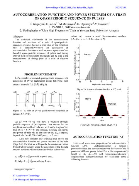 PDF Autocorrelation Function And Power Spectrum Of A Train Of
