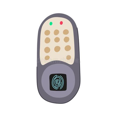 Modern Fingerprint Door Lock Cartoon Vector Illustration Stock Vector