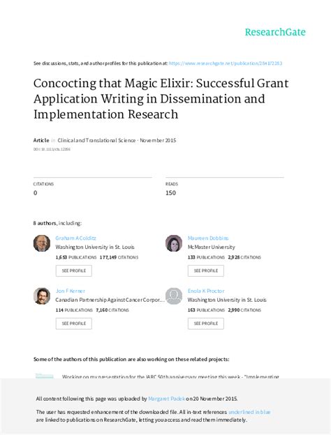 Pdf Concocting That Magic Elixir Successful Grant Application